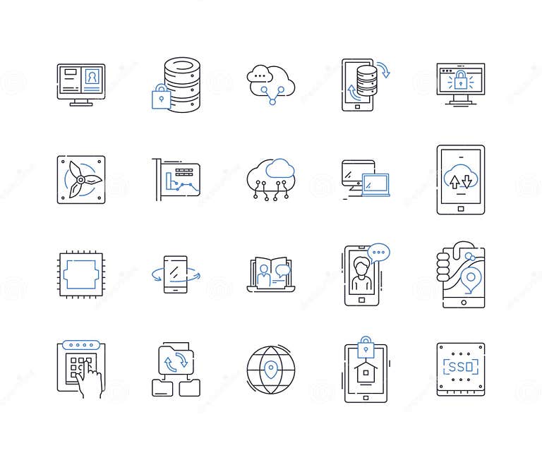 Software Engineering Line Icons Collection. Development, Algorithms, Debugging, Coding, Database ...
