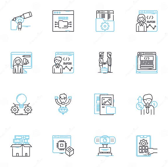 Software Engineering Linear Icons Set Coding Algorithms Testing 