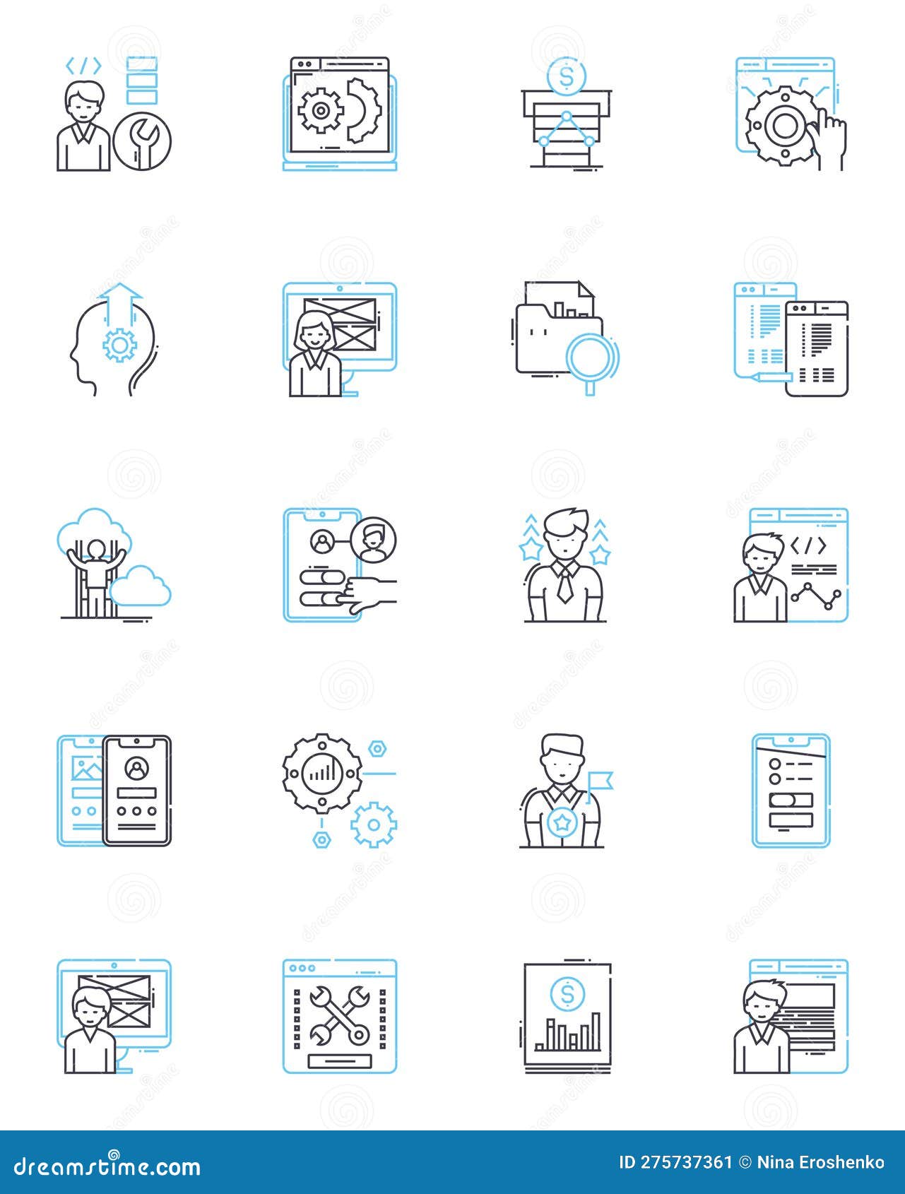 Software Engineering Linear Icons Set Coding Debugging Programming Algorithms Architecture