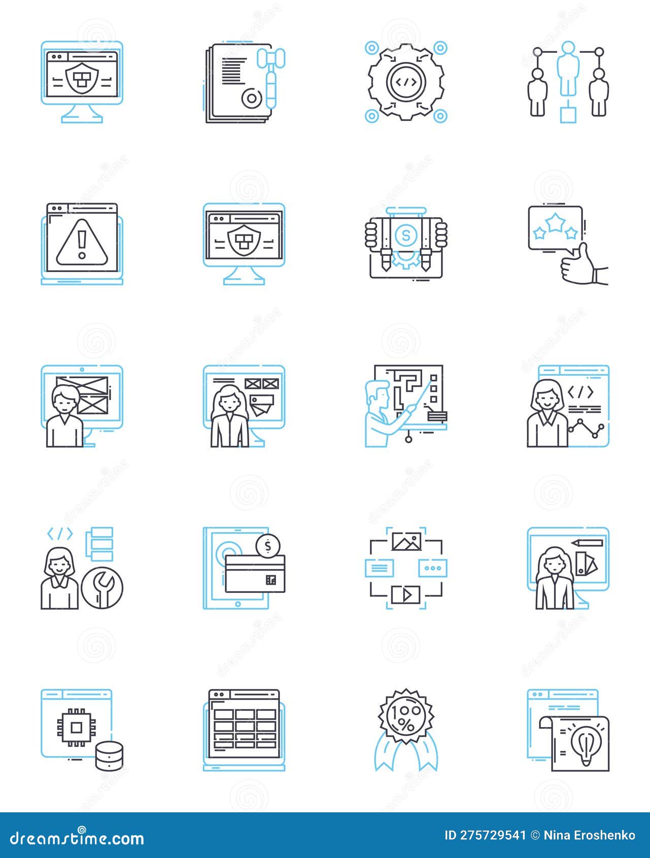 Software Engineering Linear Icons Set. Development, Programming ...