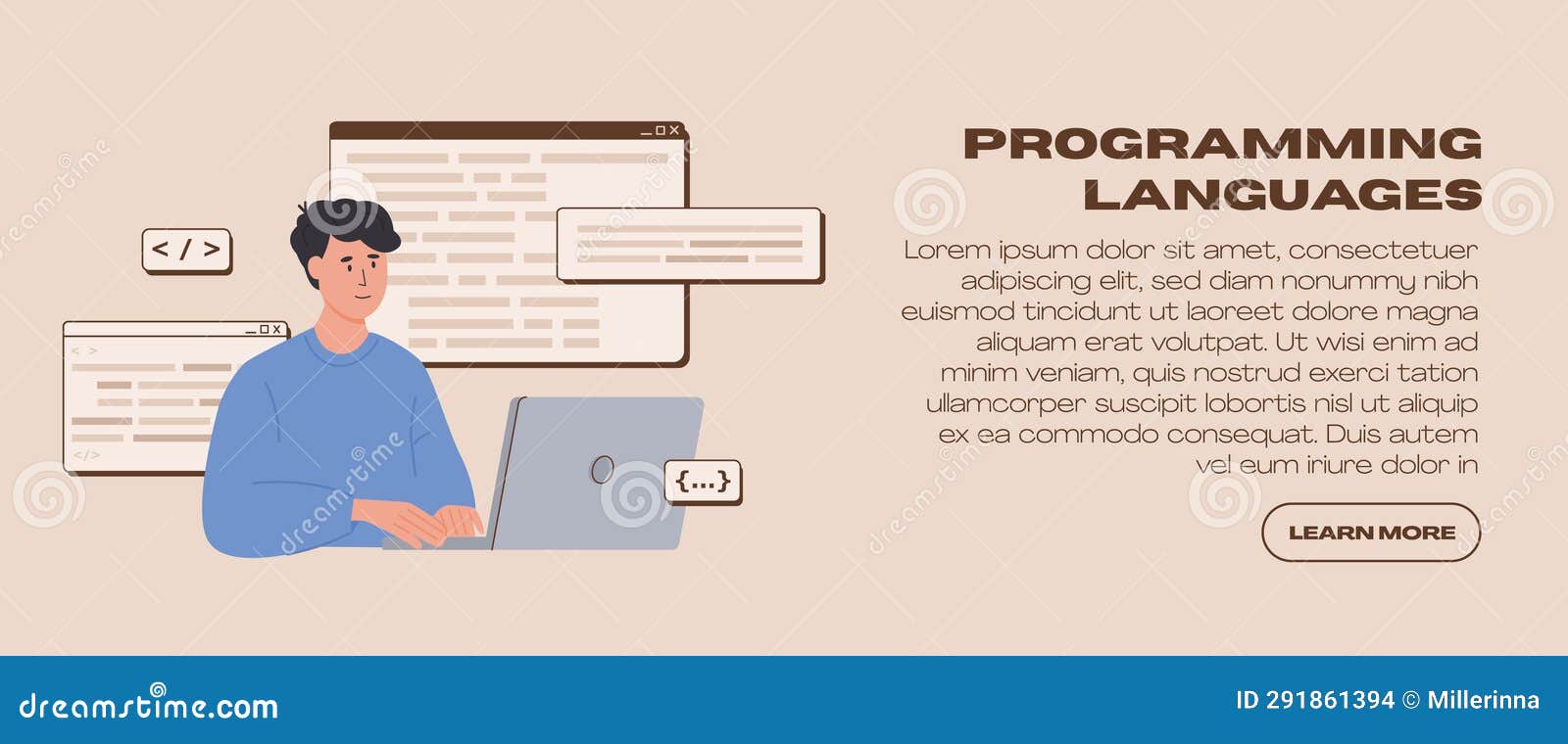 Software Engineering And Script Coding Web Banner Template Programmer