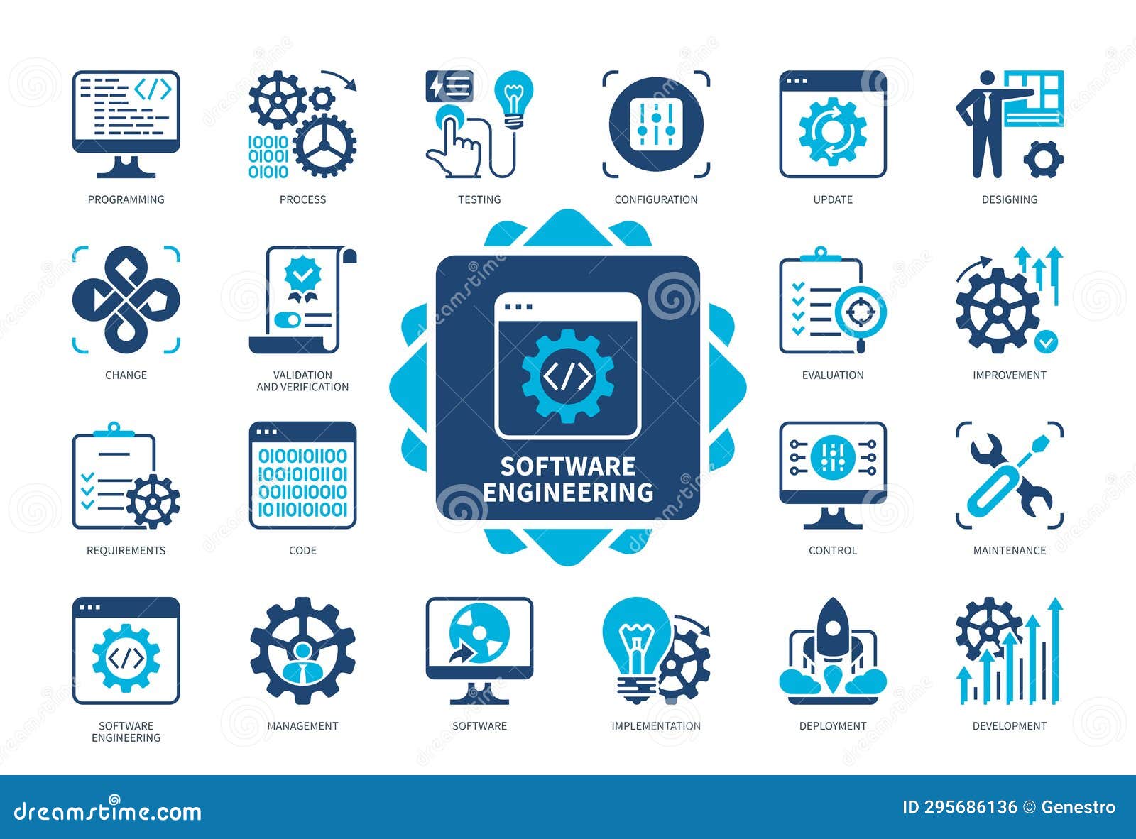 Software Engineering Solid Icon Set Stock Illustration - Illustration ...