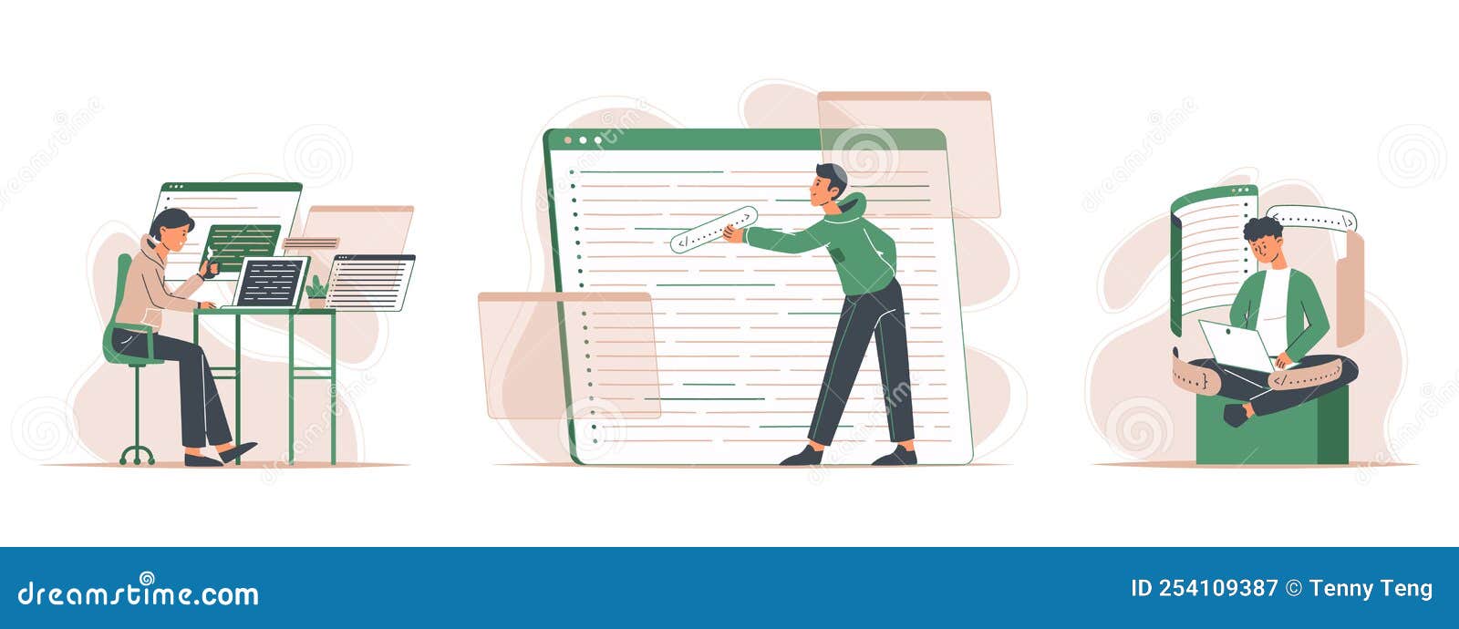 Software Engineers It Developers And Programmers Characters People Script Coding And Testing