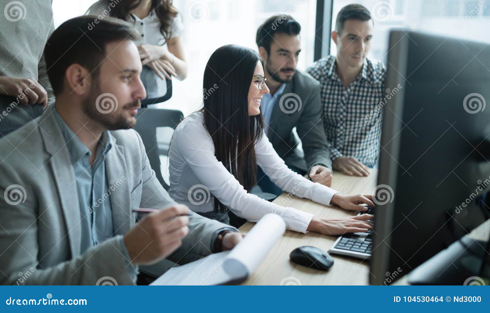 Software Engineers Working in Office on Project Together Stock Photo ...