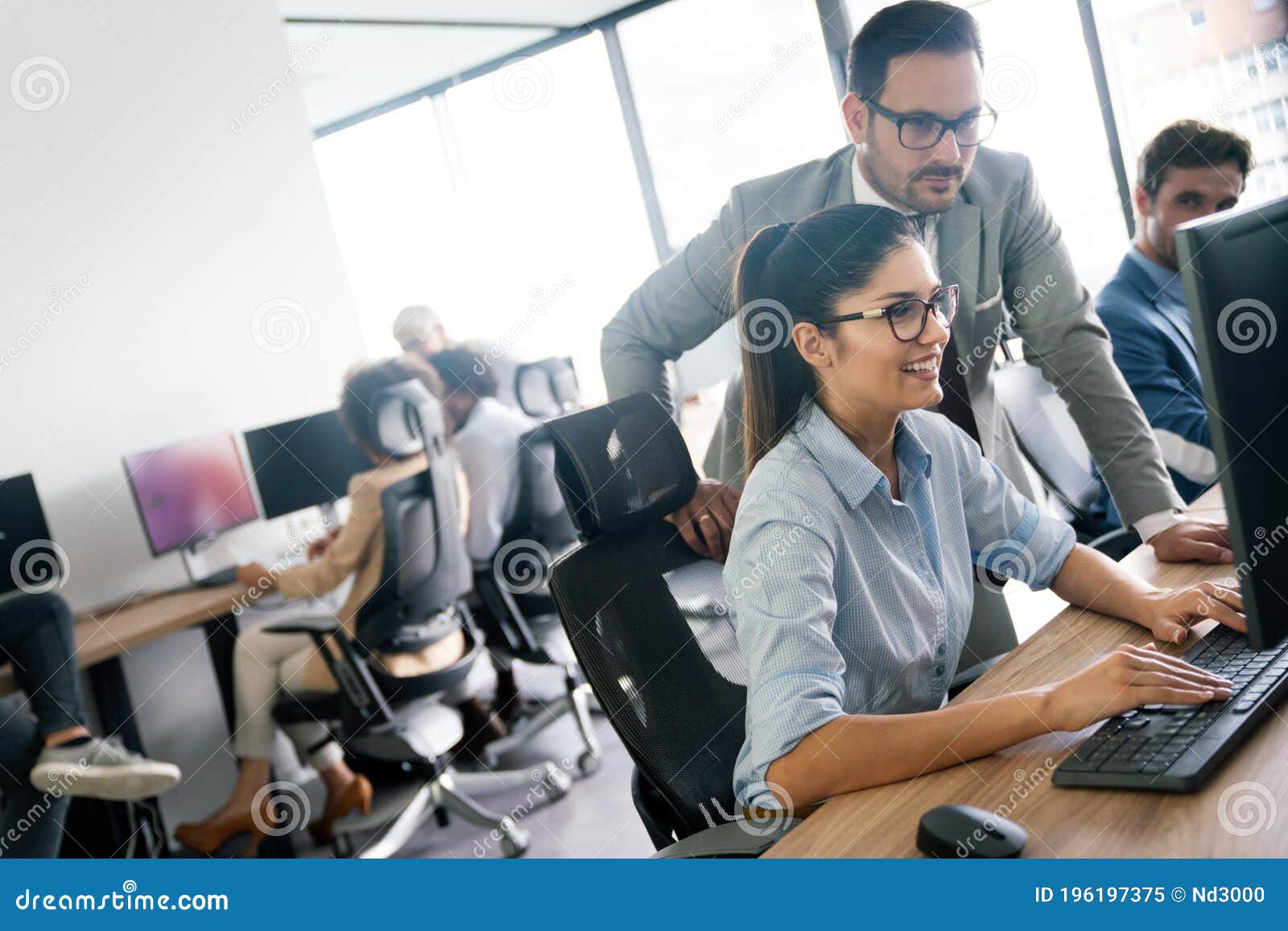 Software Engineers Working On Project And Programming In Company Stock Image Image Of Computer