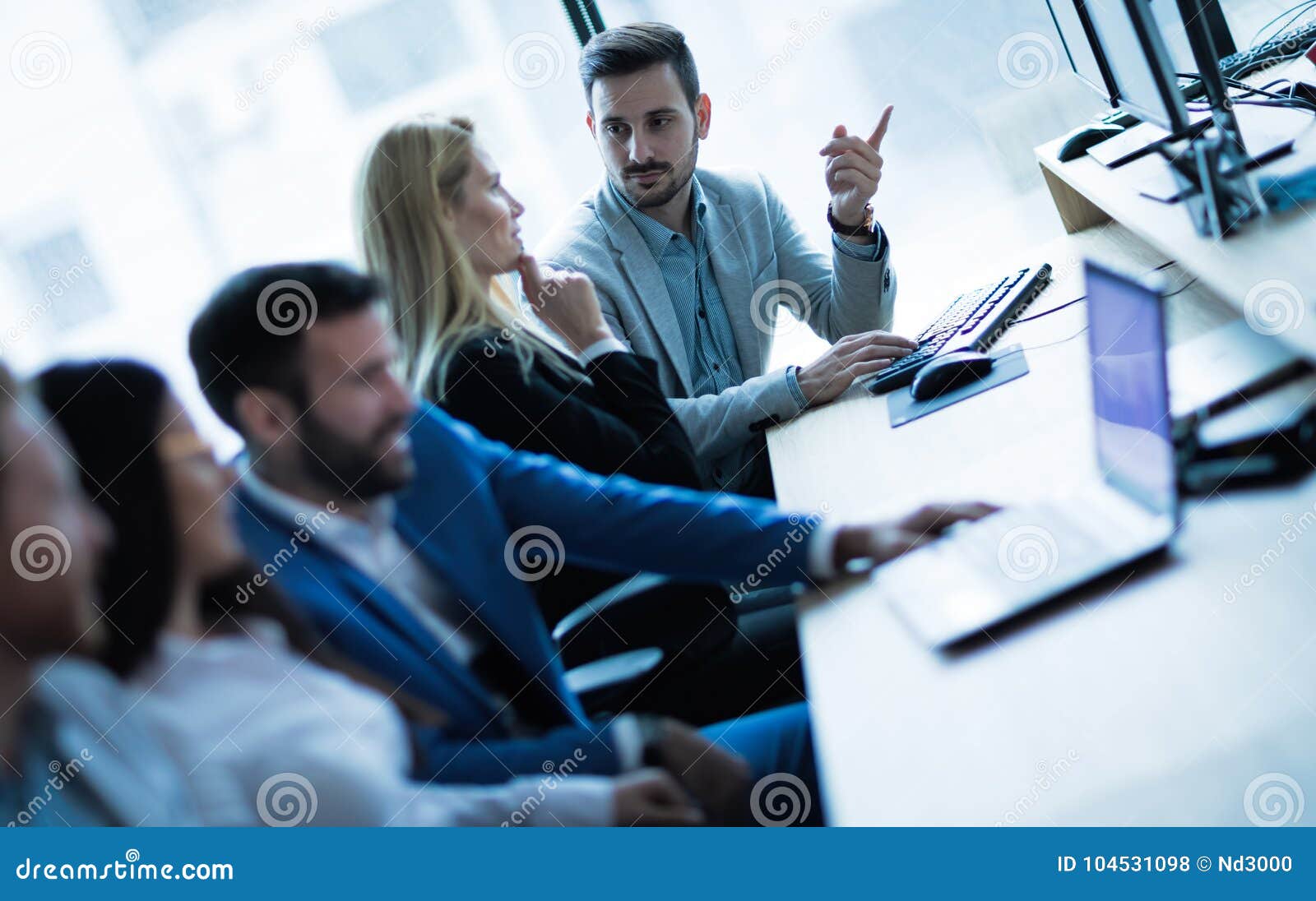 Software Engineers Working in Office on Project Together Stock Photo ...