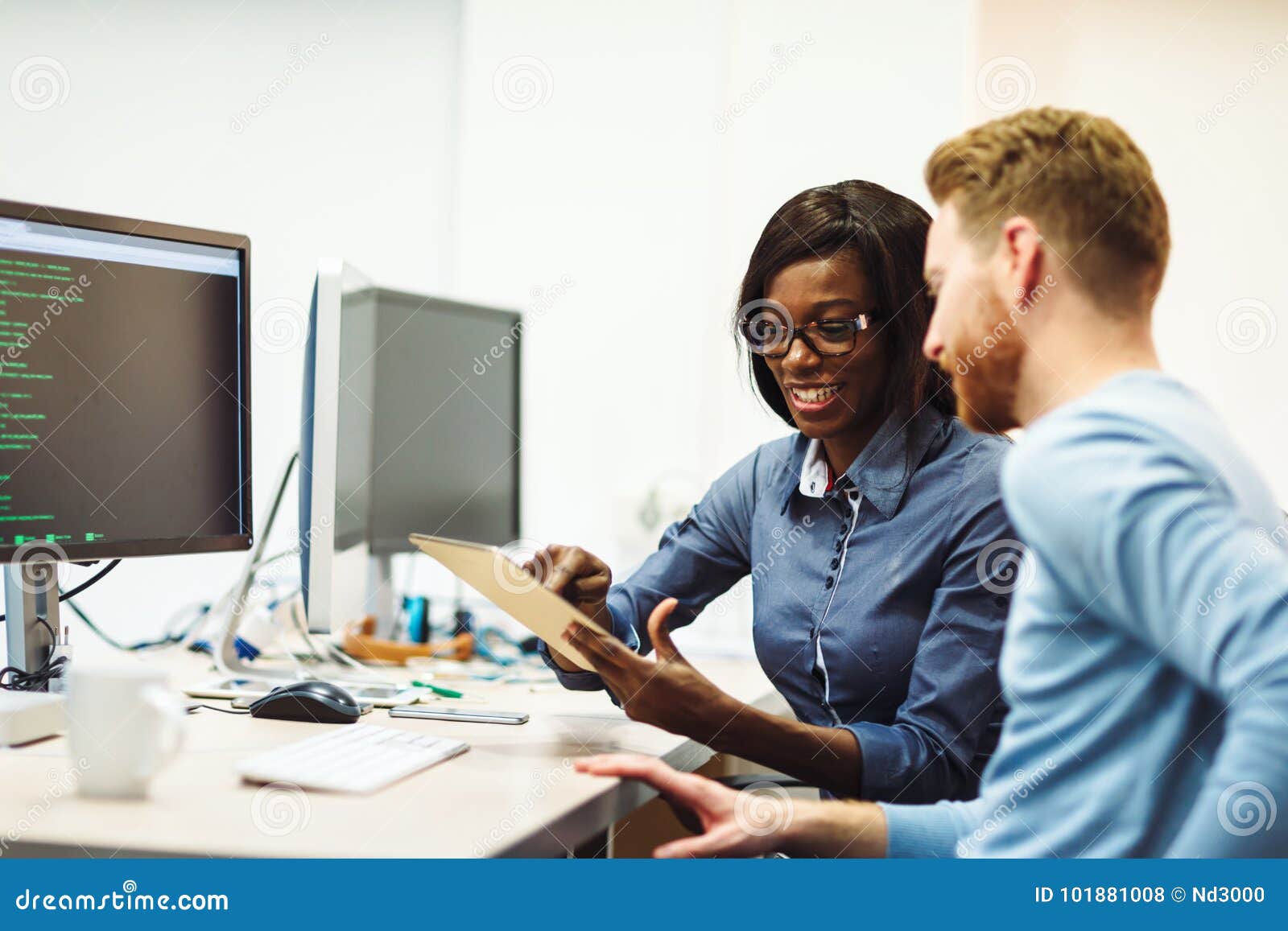 Software Engineers Working on Project and Programming in Company Stock Photo - Image of data ...
