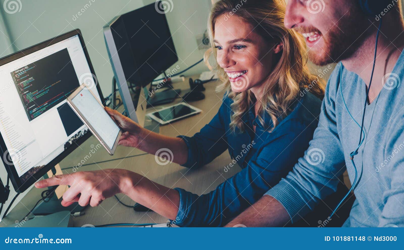 Software Engineers Working on Project and Programming in Company Stock ...