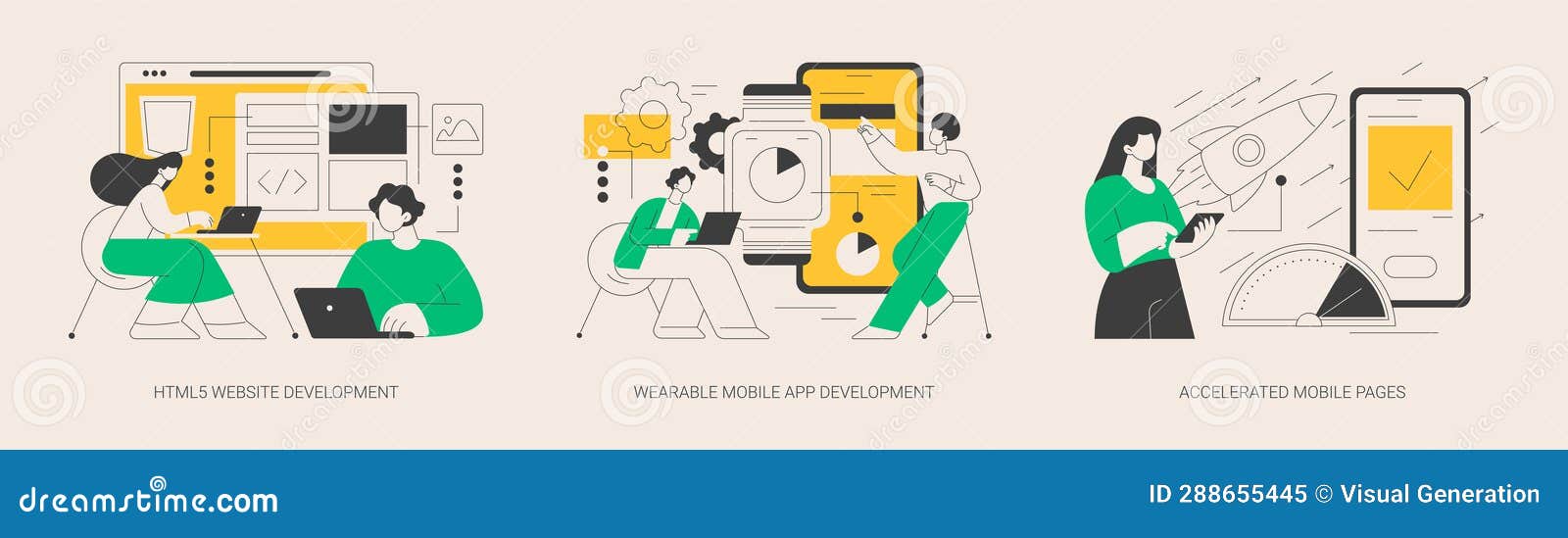Frontend Development Concept Set. Website Interface Design Cartoon ... Frontend Development Concept Set. Website Interface Design Cartoon ...
