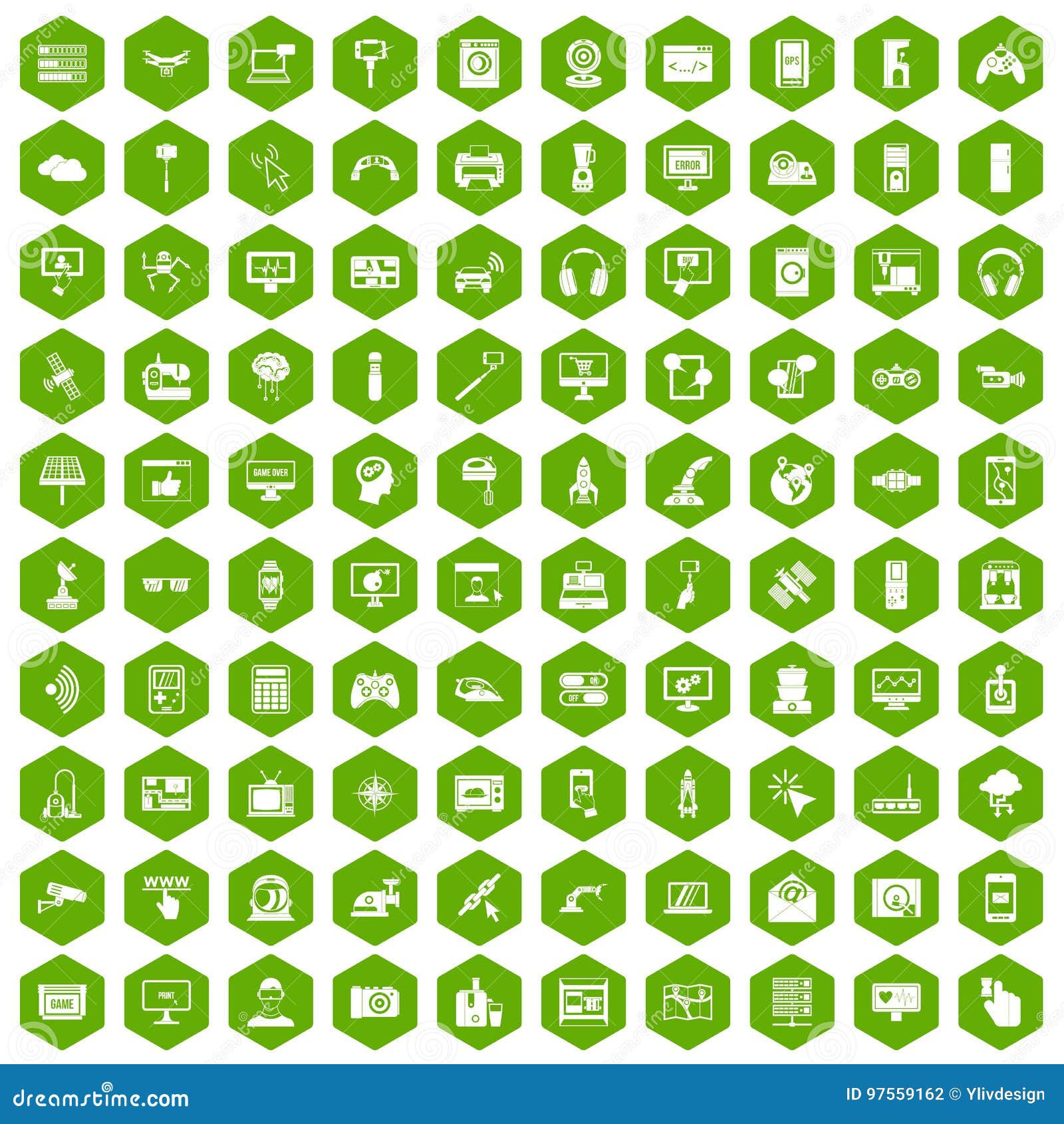 100 Software Icons Hexagon Green Stock Vector - Illustration of ...