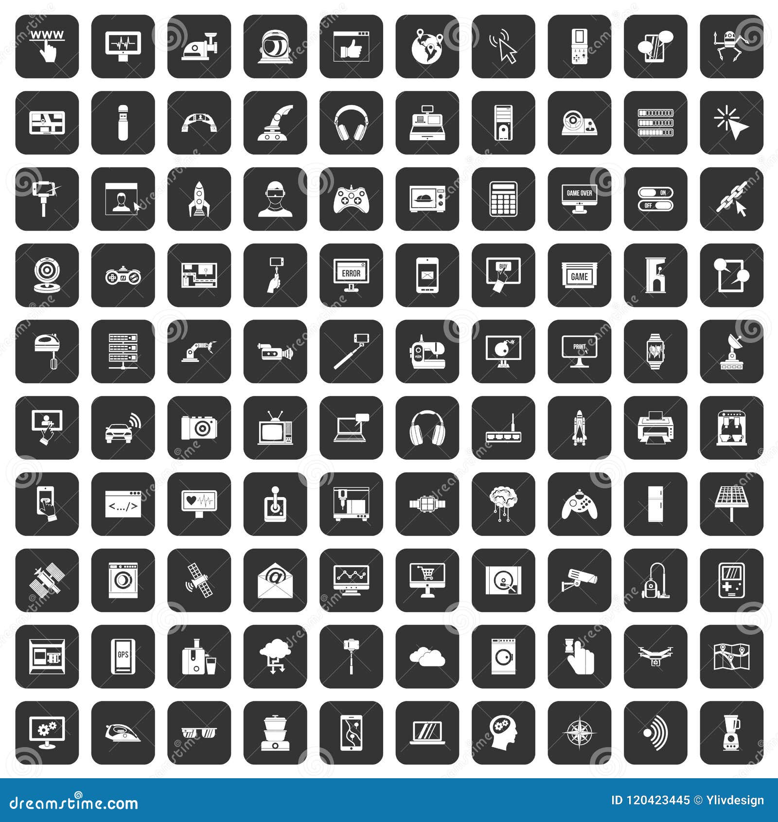 100 Software Icons Set Black Stock Vector - Illustration of sharing ...