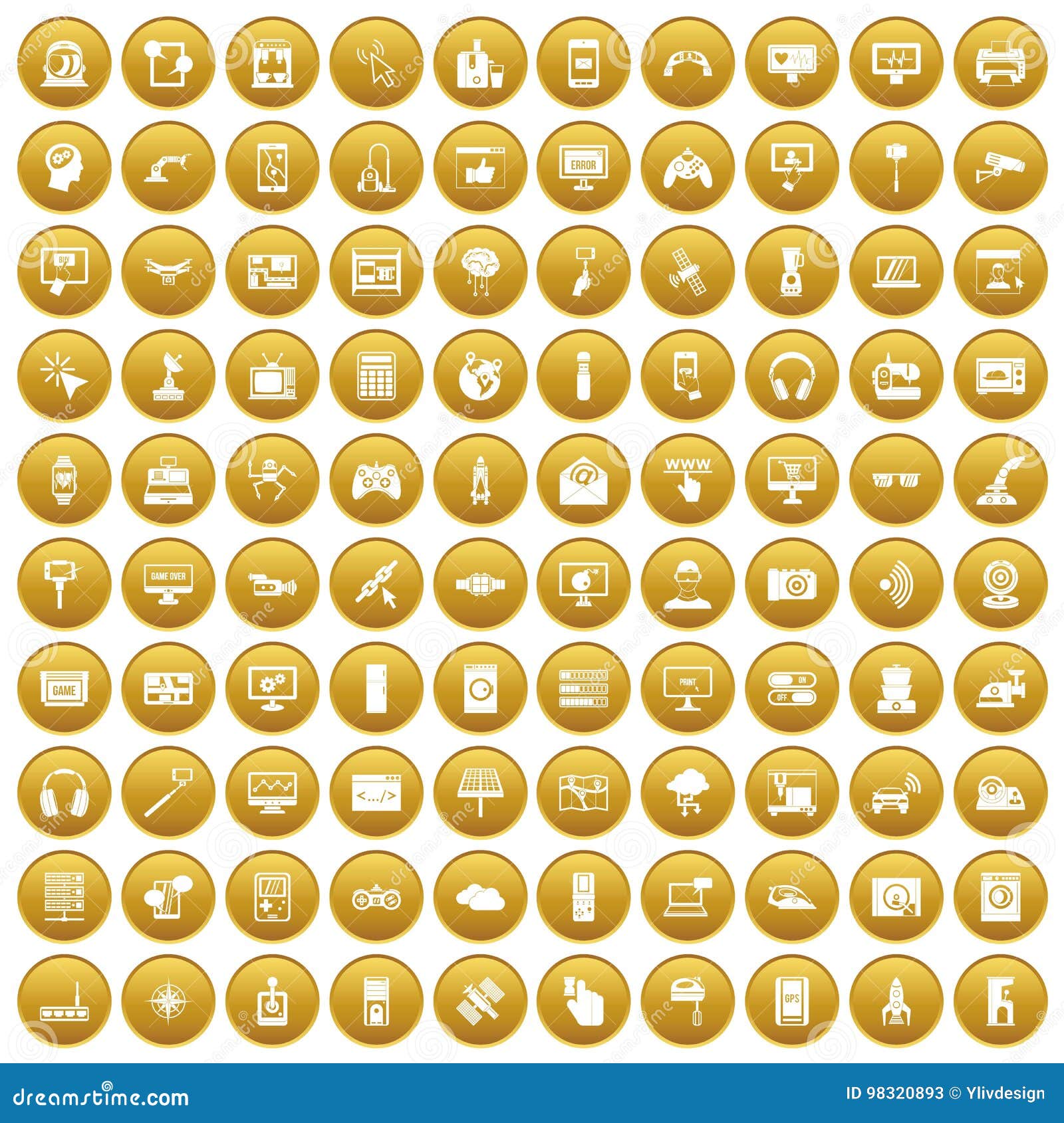 100 Software Icons Set Gold Stock Vector - Illustration of software ...