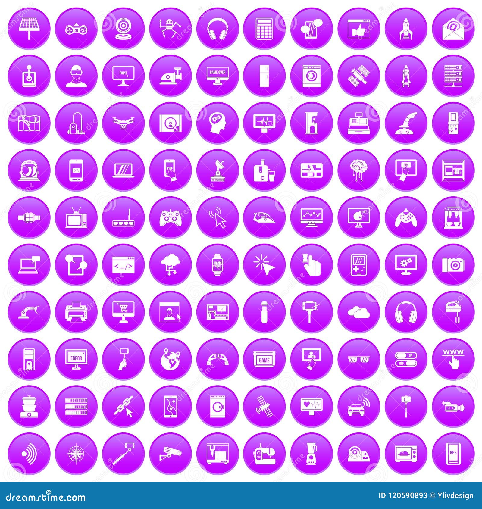 100 Software Icons Set Purple Stock Vector - Illustration of idea ...