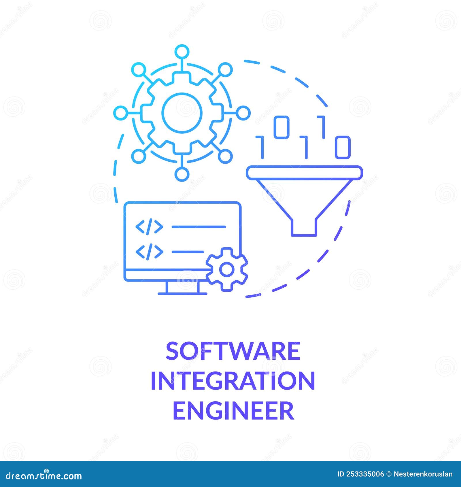 Software Integration Engineer Blue Gradient Concept Icon Stock Vector ...