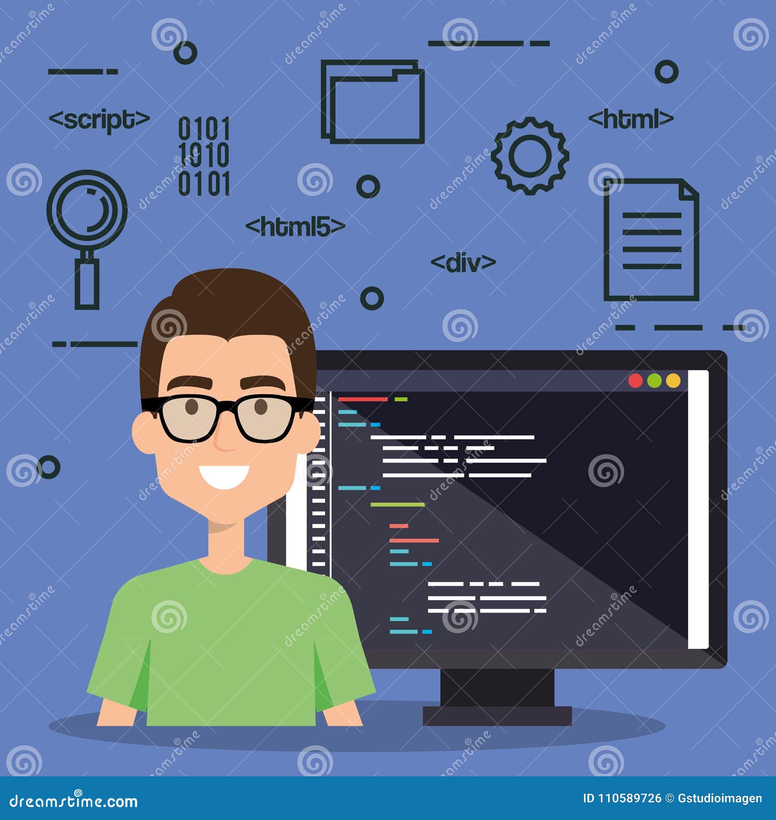 Software Language Programmer Avatar Stock Vector Illustration Of