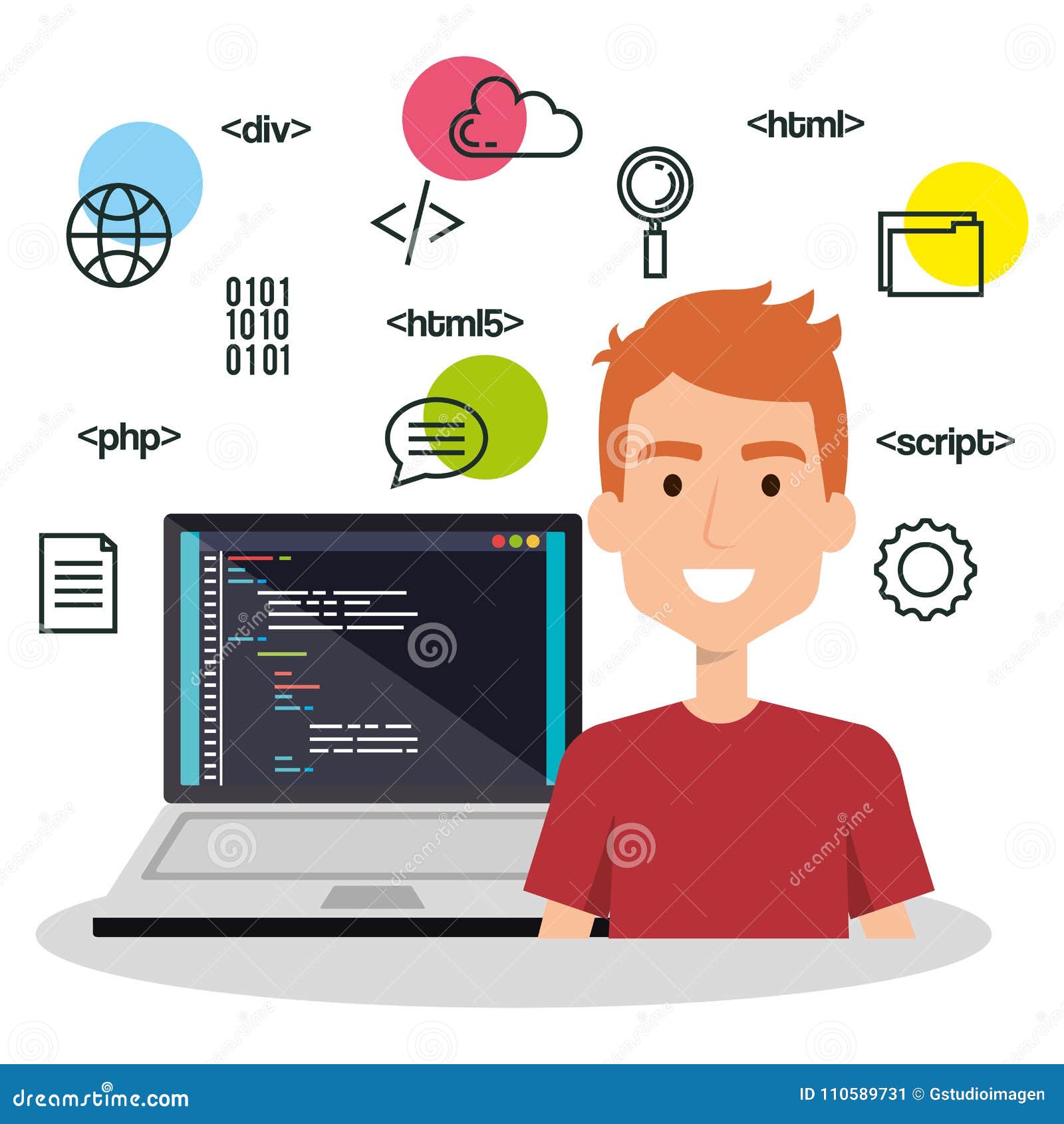 Software Language Programmer Avatar Stock Vector - Illustration of ...