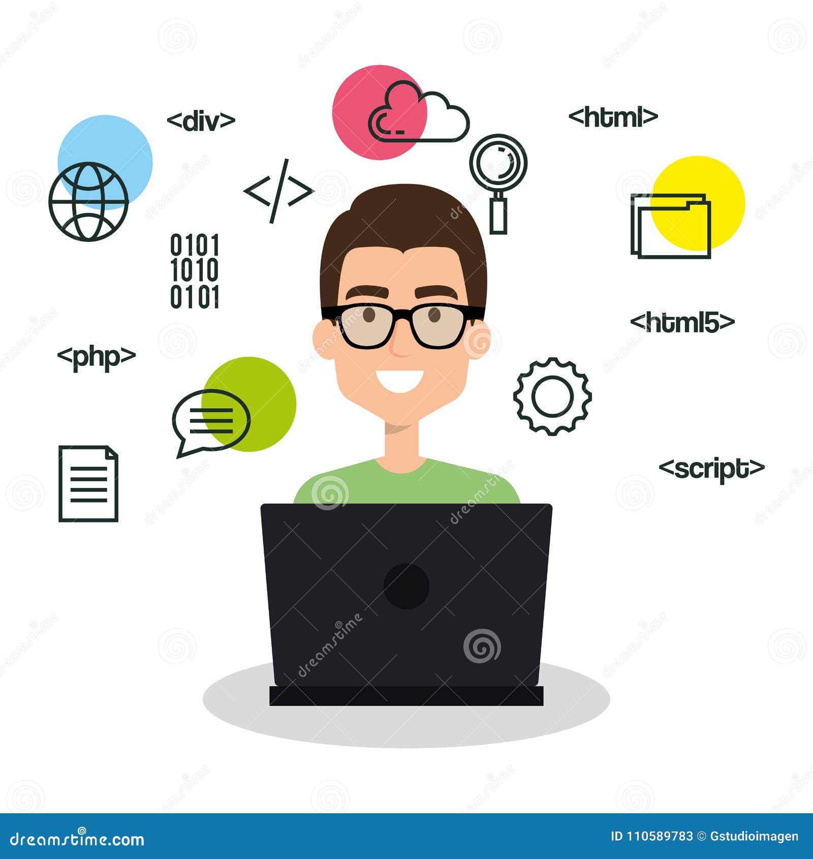 Software Language Programmer Avatar Stock Vector Illustration Of Code