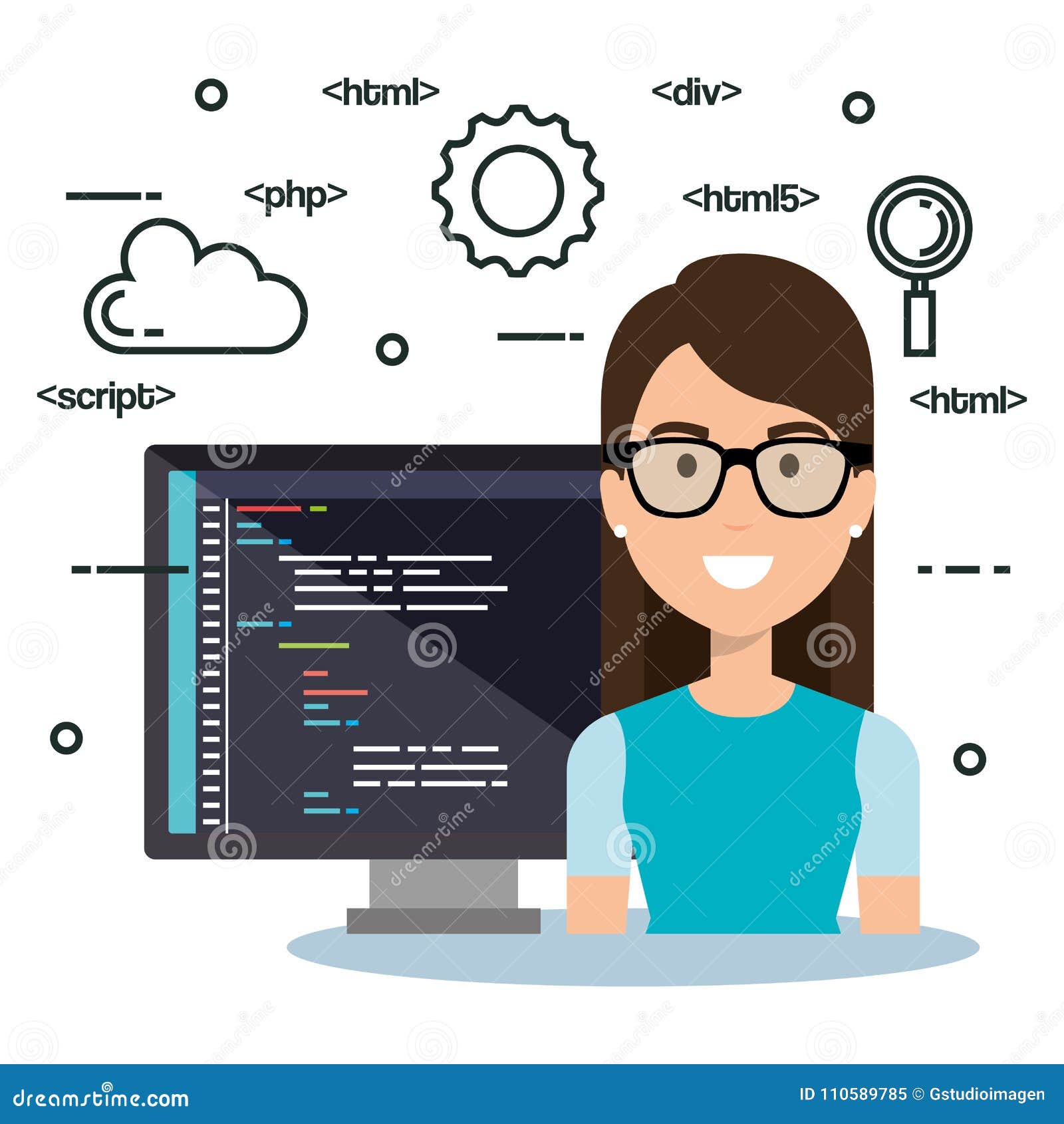 Software Language Programmer Avatar Stock Vector Illustration Of