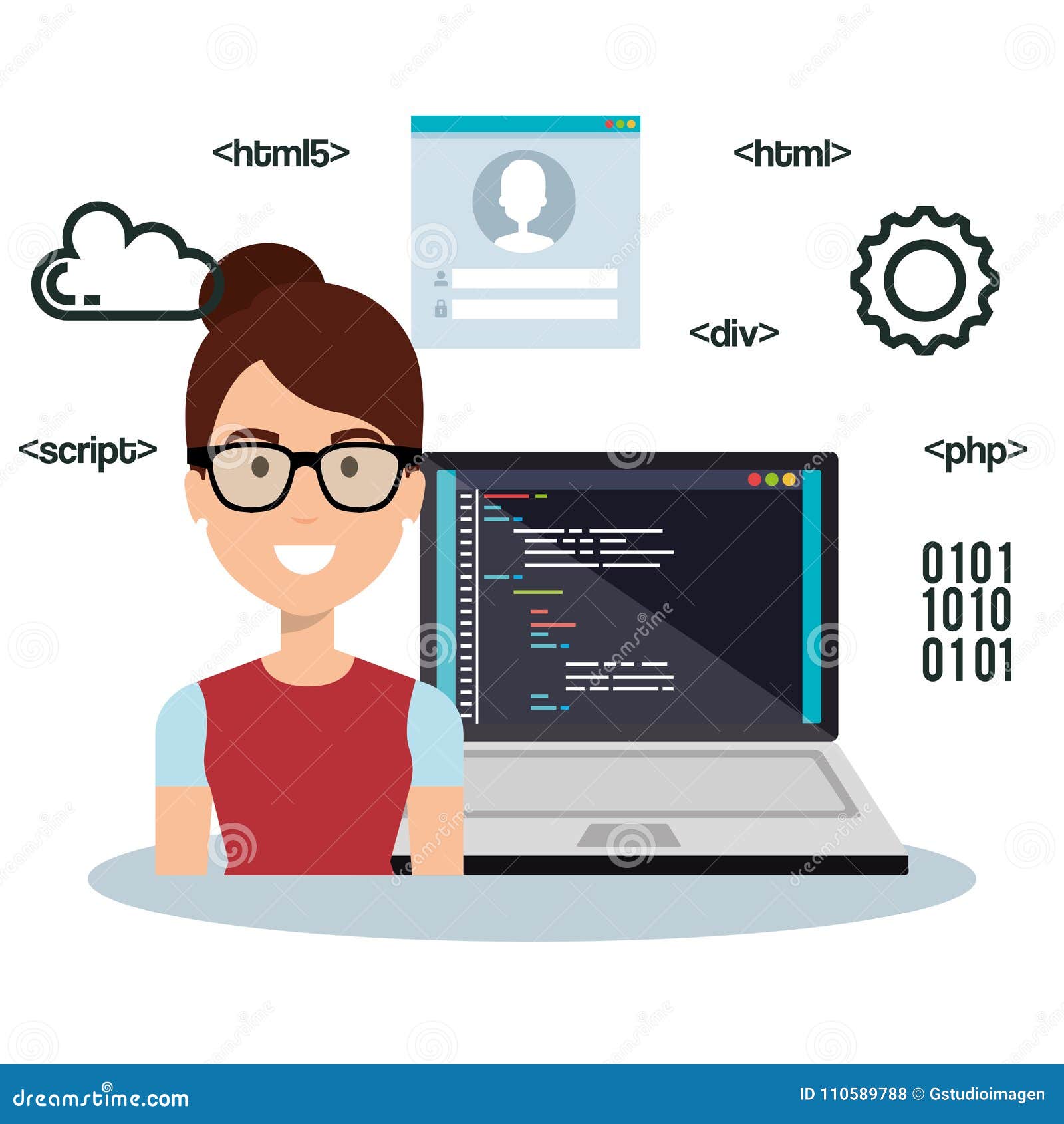 Software Language Programmer Avatar Stock Vector - Illustration of ...