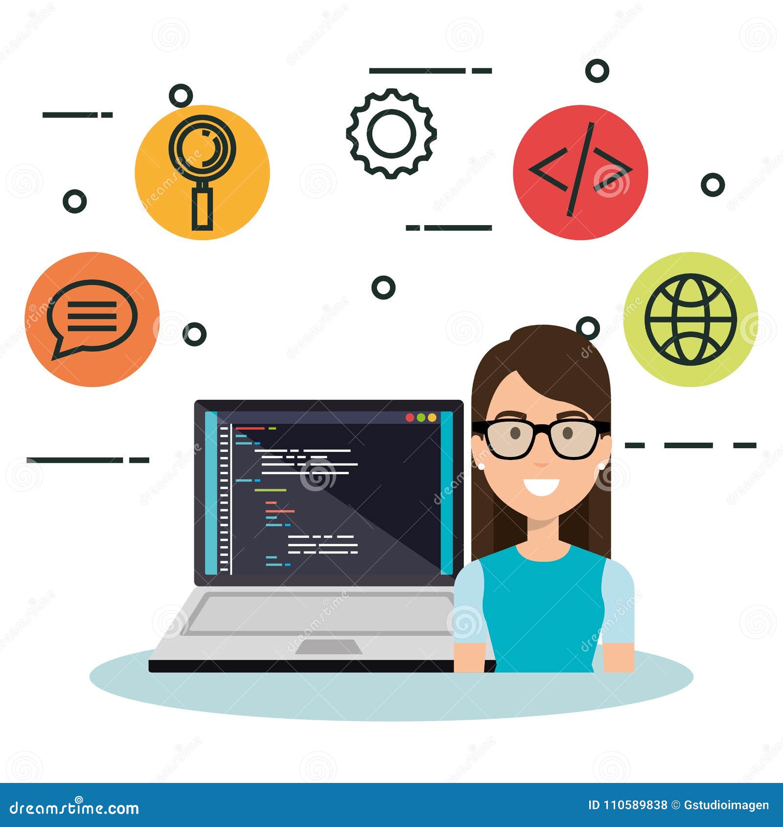 Software Language Programmer Avatar Stock Vector Illustration Of Girl