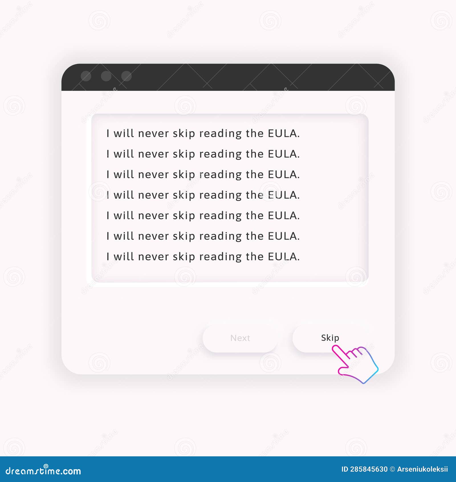 Software License Agreement Form. EULA Acceptance Window. Terms and ...