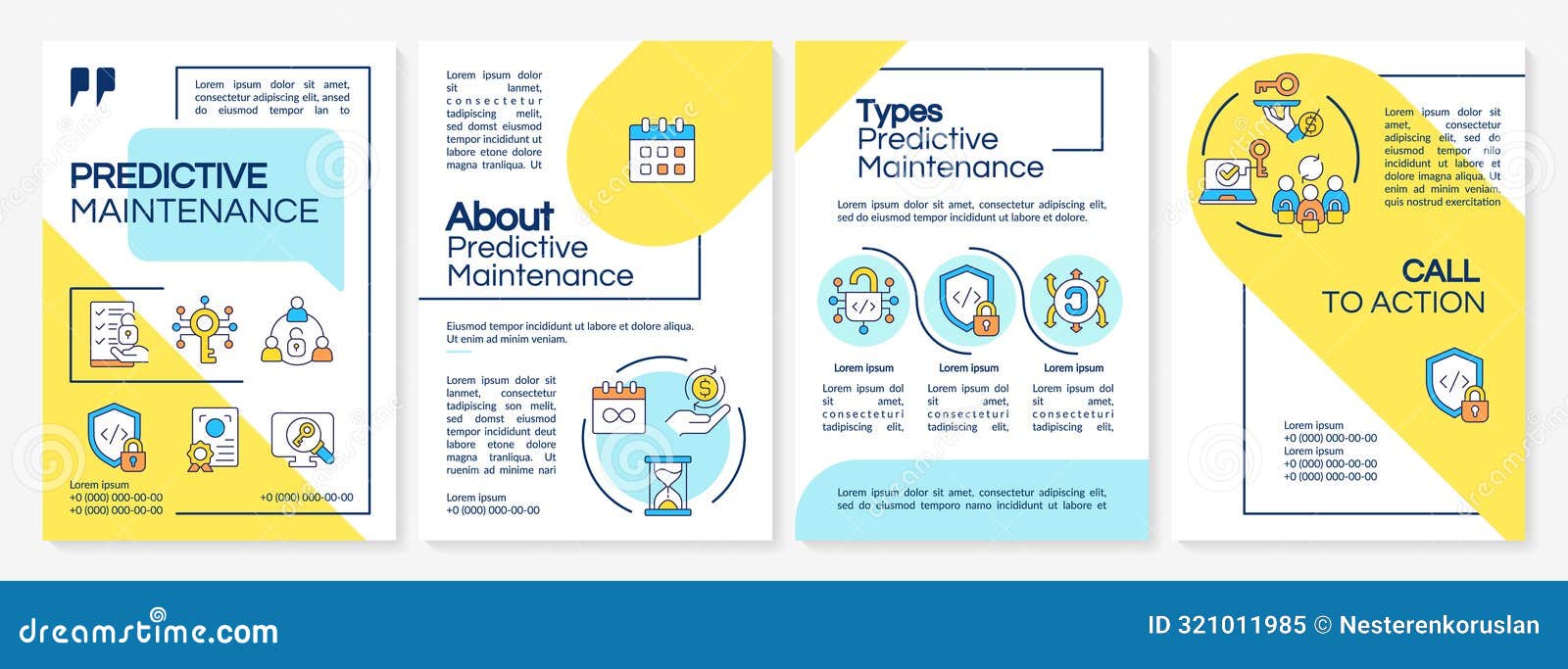 Software Licenses Types Blue and Yellow Brochure Template Stock ...