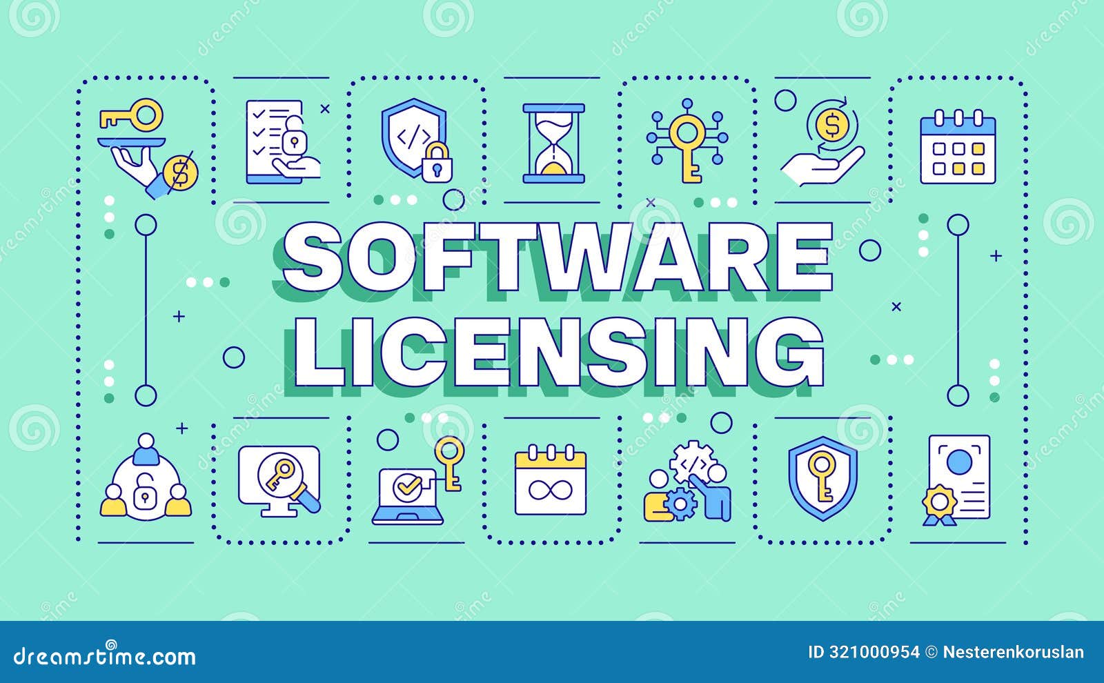 Software Licensing Cyan Word Concept Stock Vector - Illustration of ...