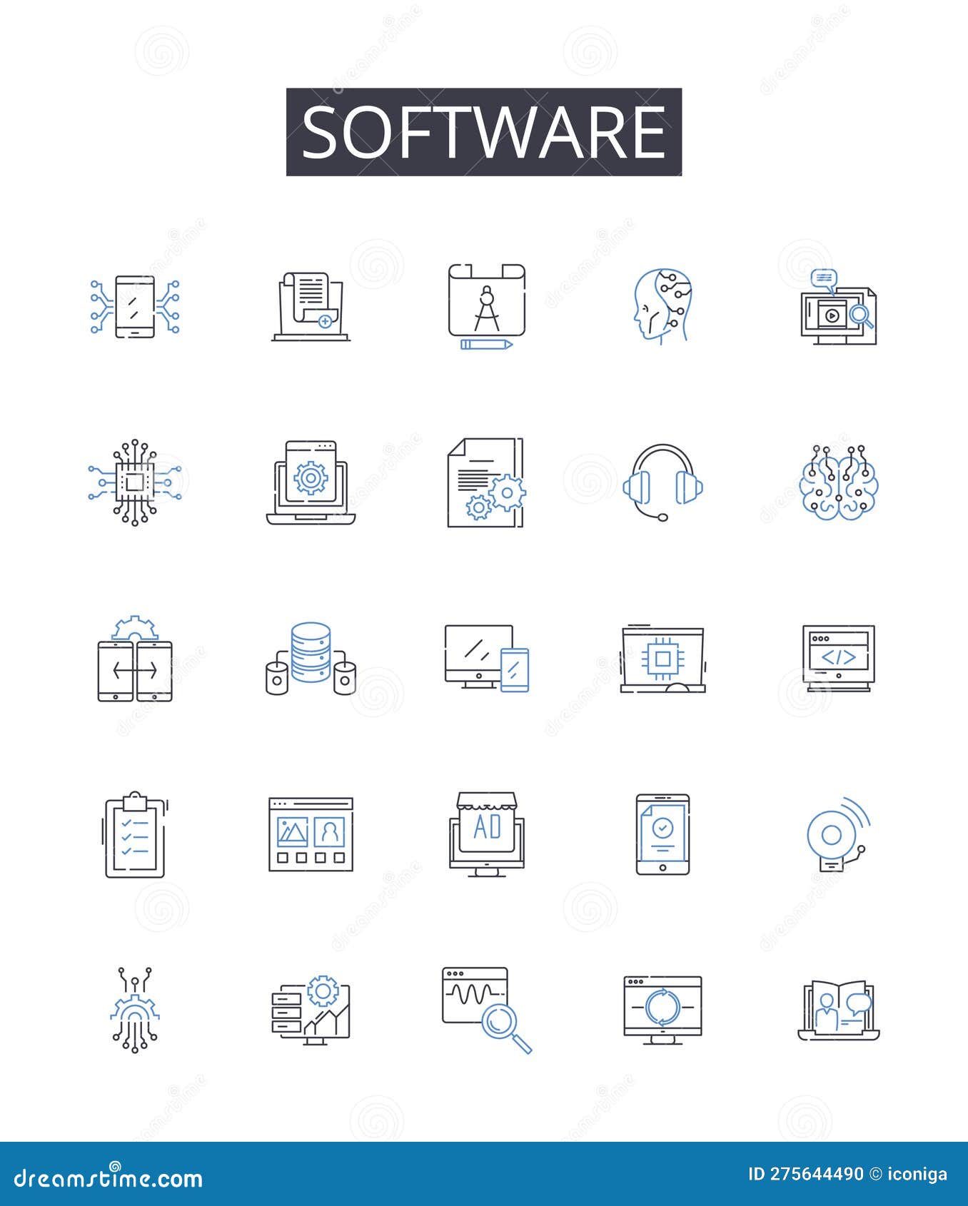 Software Line Icons Collection. Hardware, Technology, Program ...