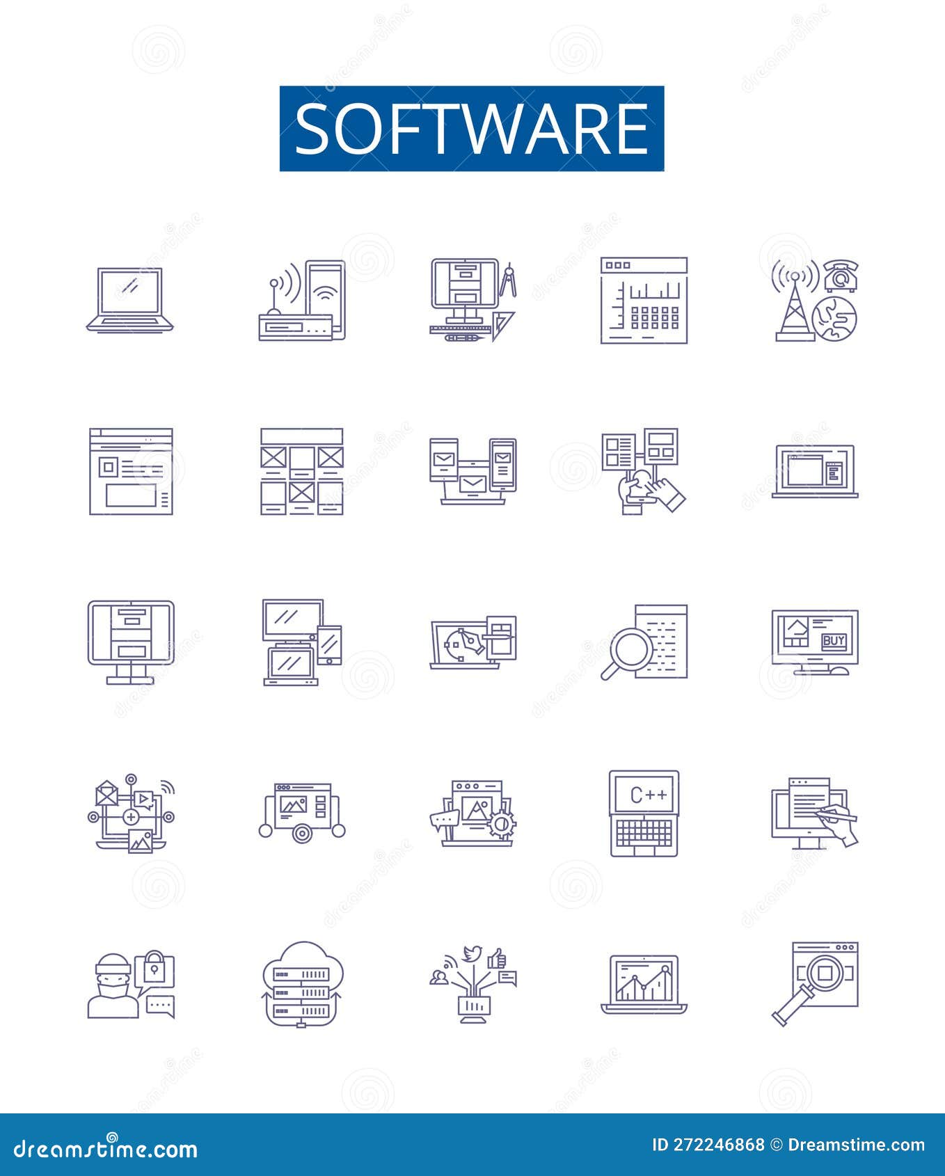 Software Line Icons Signs Set. Design Collection of Software, Program ...