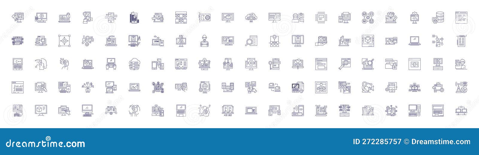 Software Line Icons Signs Set Design Collection Of Software Program Applications Code
