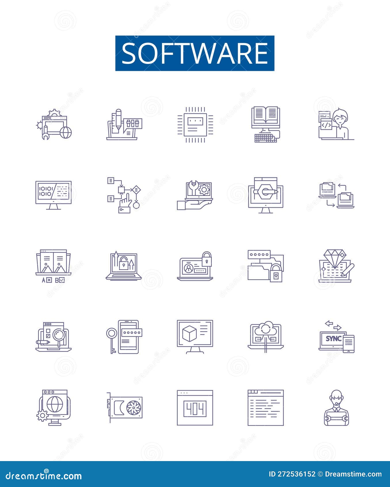 Software Line Icons Signs Set. Design Collection of Software, Program ...