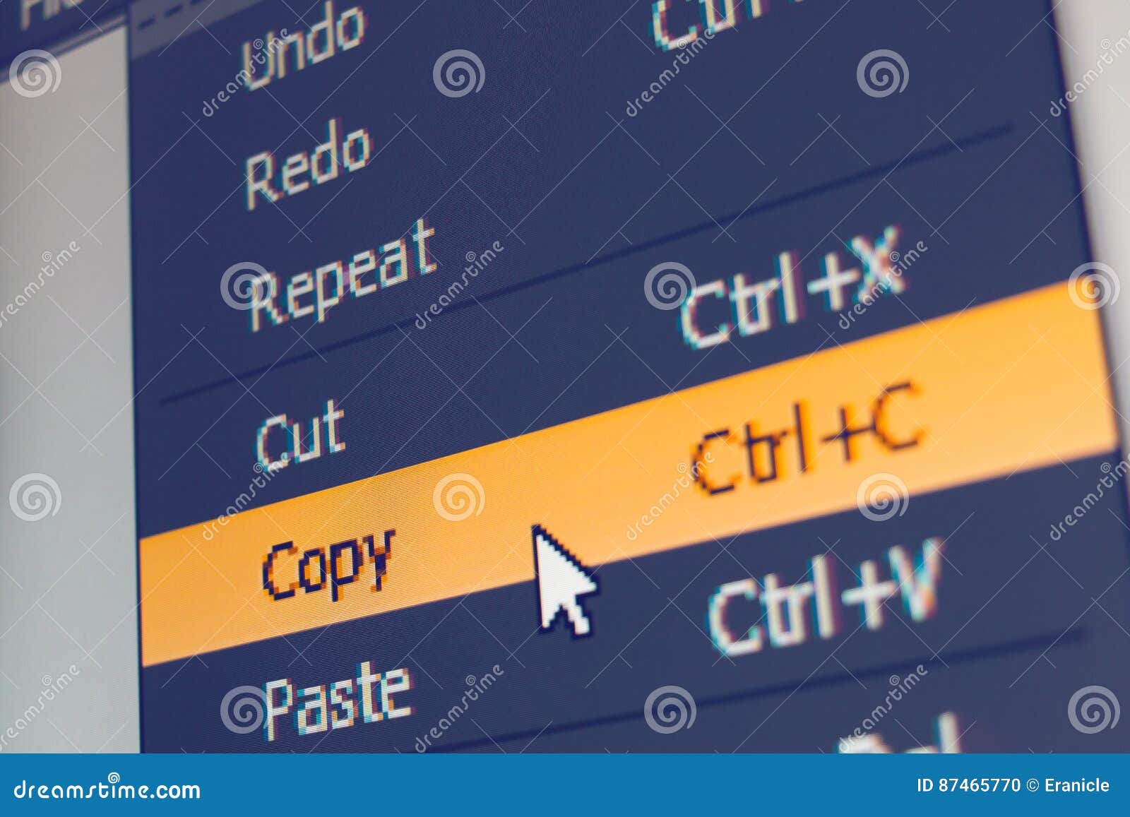 Software Menu Item with Copy Command Stock Photo - Image of button ...