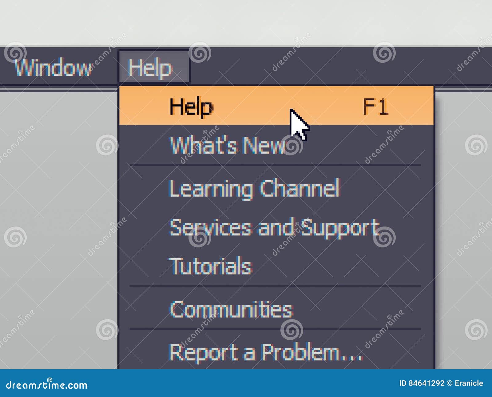 Software Menu Item with Help F1 Command Stock Illustration ...