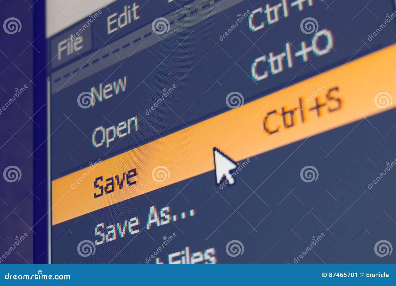 Software Menu Item with Save Command Stock Image - Image of graphic ...