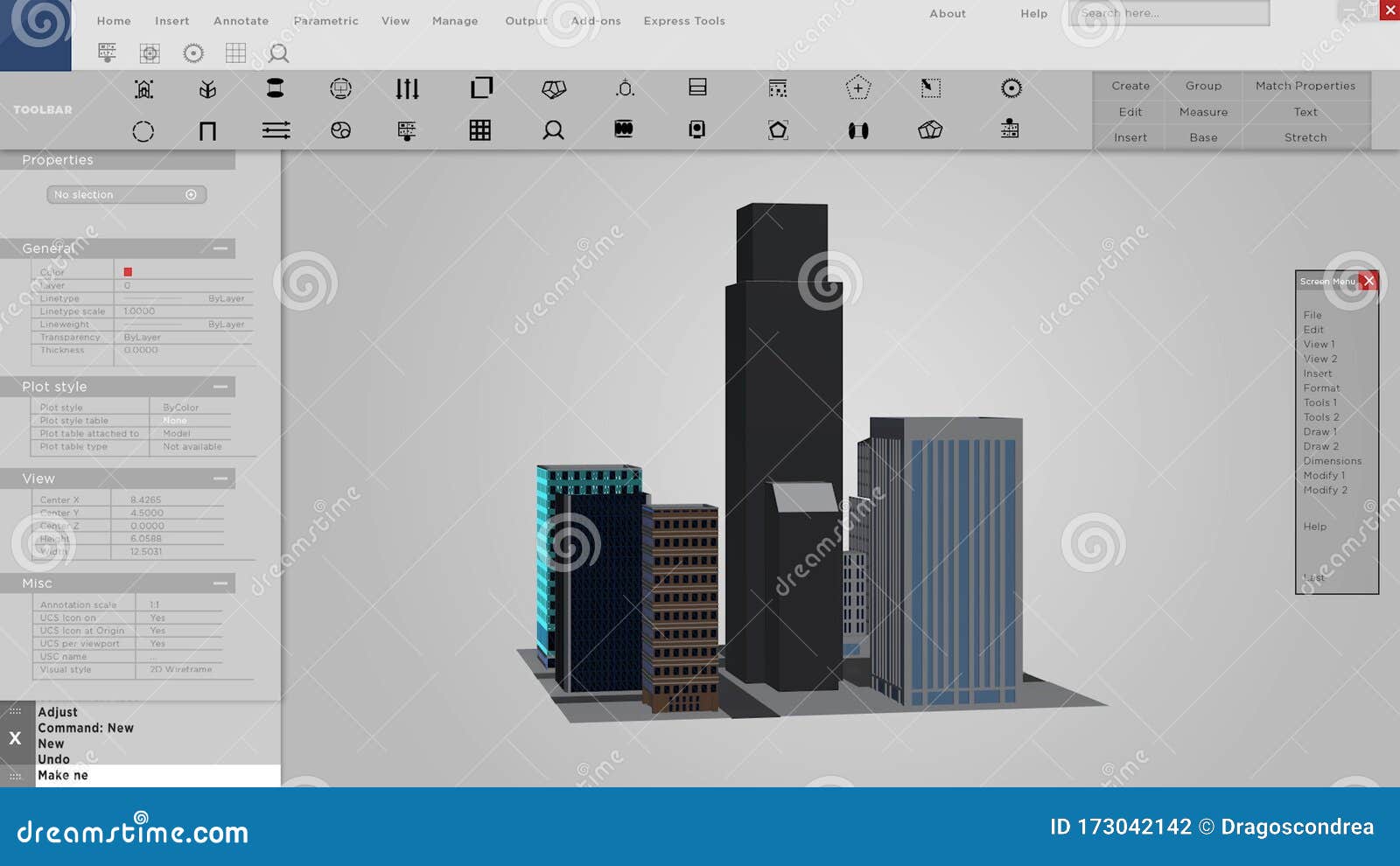 Software Mock Up of 3D Buildings for Architecture Stock Illustration ...