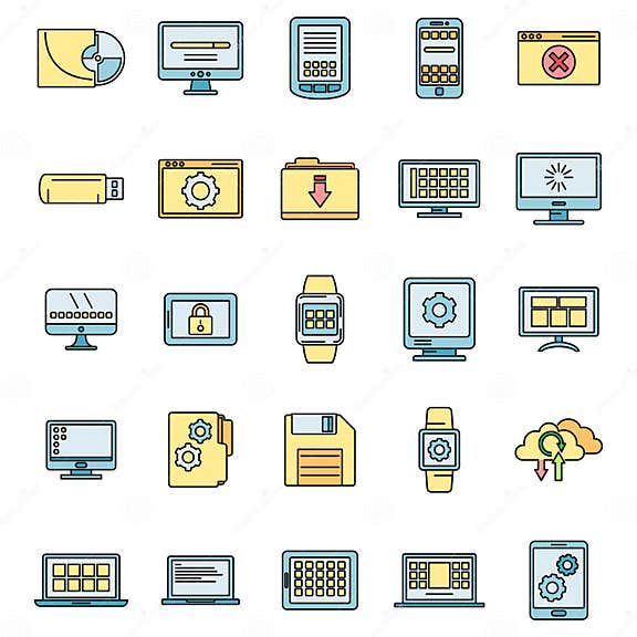 Software Operating System Icons Set Vector Color Line Stock ...