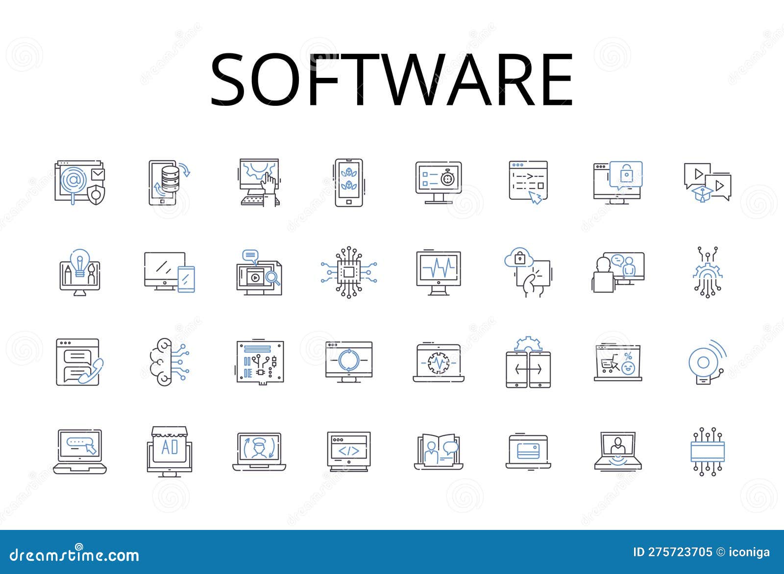 Software Line Icons Collection. Hardware, Technology, Program ...