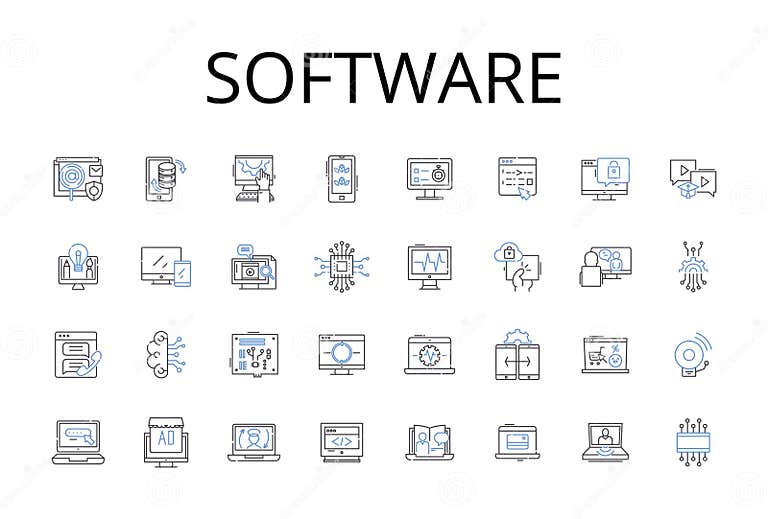 Software Line Icons Collection. Hardware, Technology, Program, Application, Codebase, Platform ...