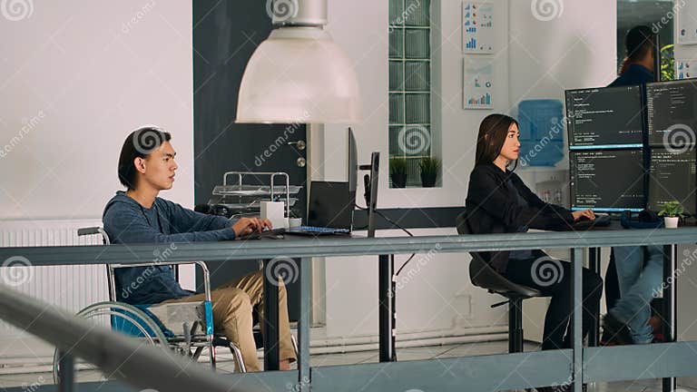 Software Programer with Physical Disability Writing Code on Computer Stock Photo - Image of ...