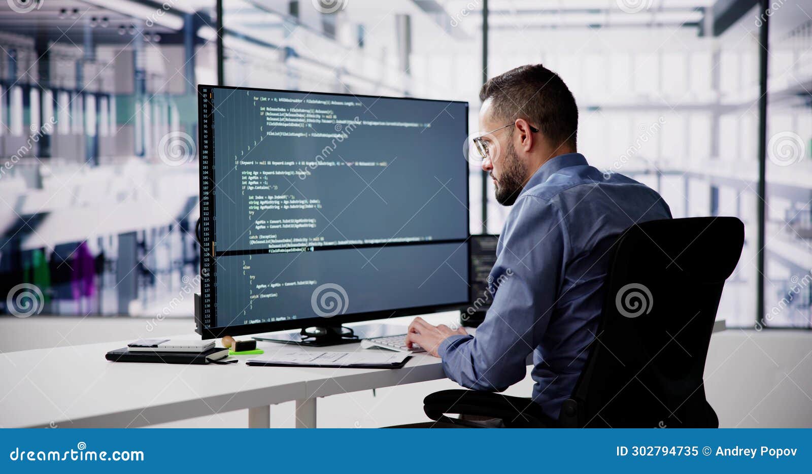 Software Programmer or Coder Man Stock Image - Image of desk, engineer: 302794735