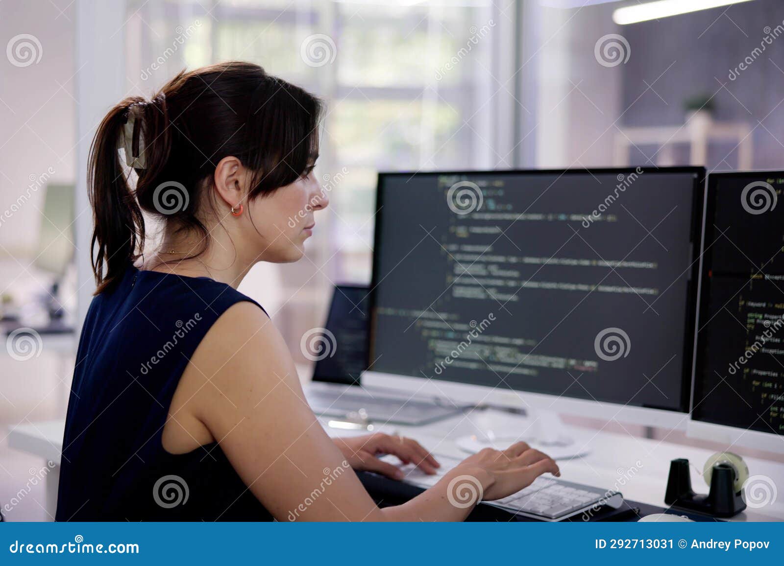 Software Programmer Or Coder Woman Stock Image Image Of Monitor Programmer 292713031