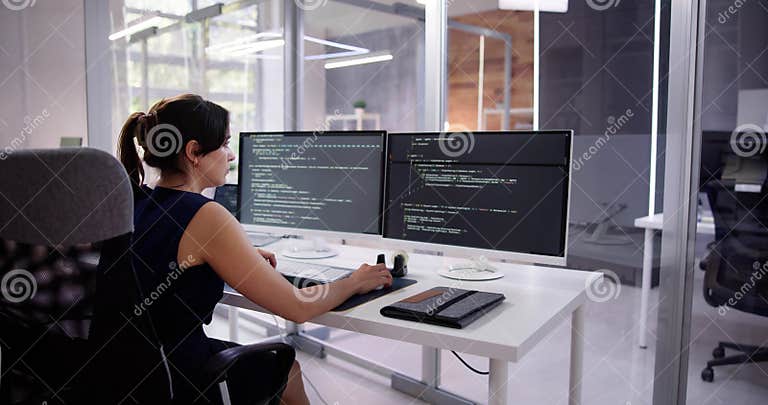 Software Programmer Or Coder Woman Stock Image Image Of Programme