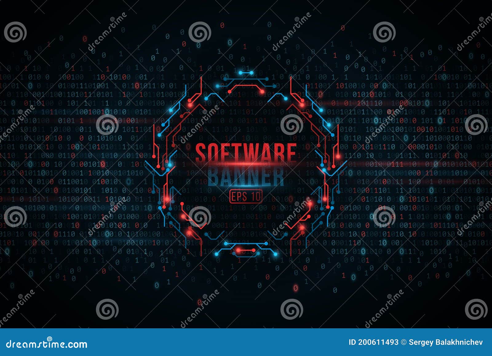 Software Programming Binary Code And Computer Circuit Board Banner Cyber Security Digital Data