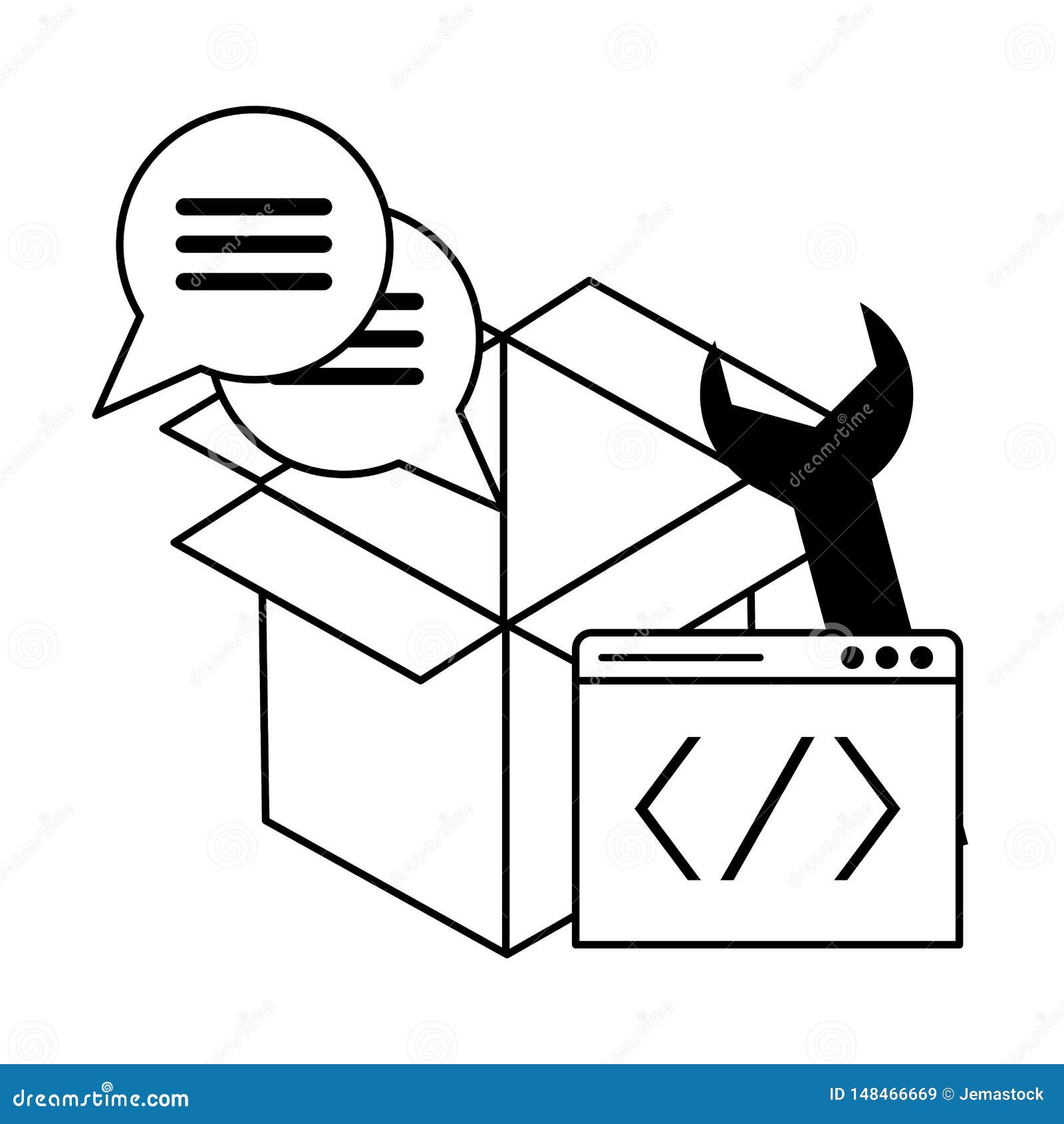 Software Programming Code Symbols in Black and White Stock Vector ...