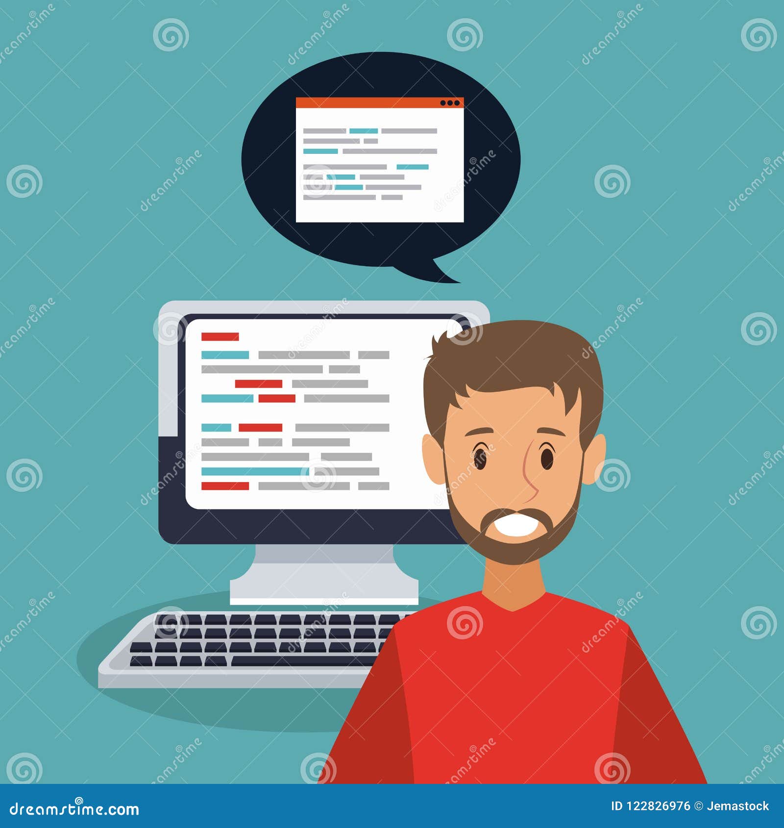 Software and programming stock vector. Illustration of desk - 122826976