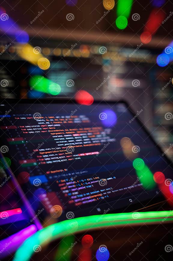 Software Programming Work Time. Code Text Written and Created Entirely by Myself. Stock Photo ...