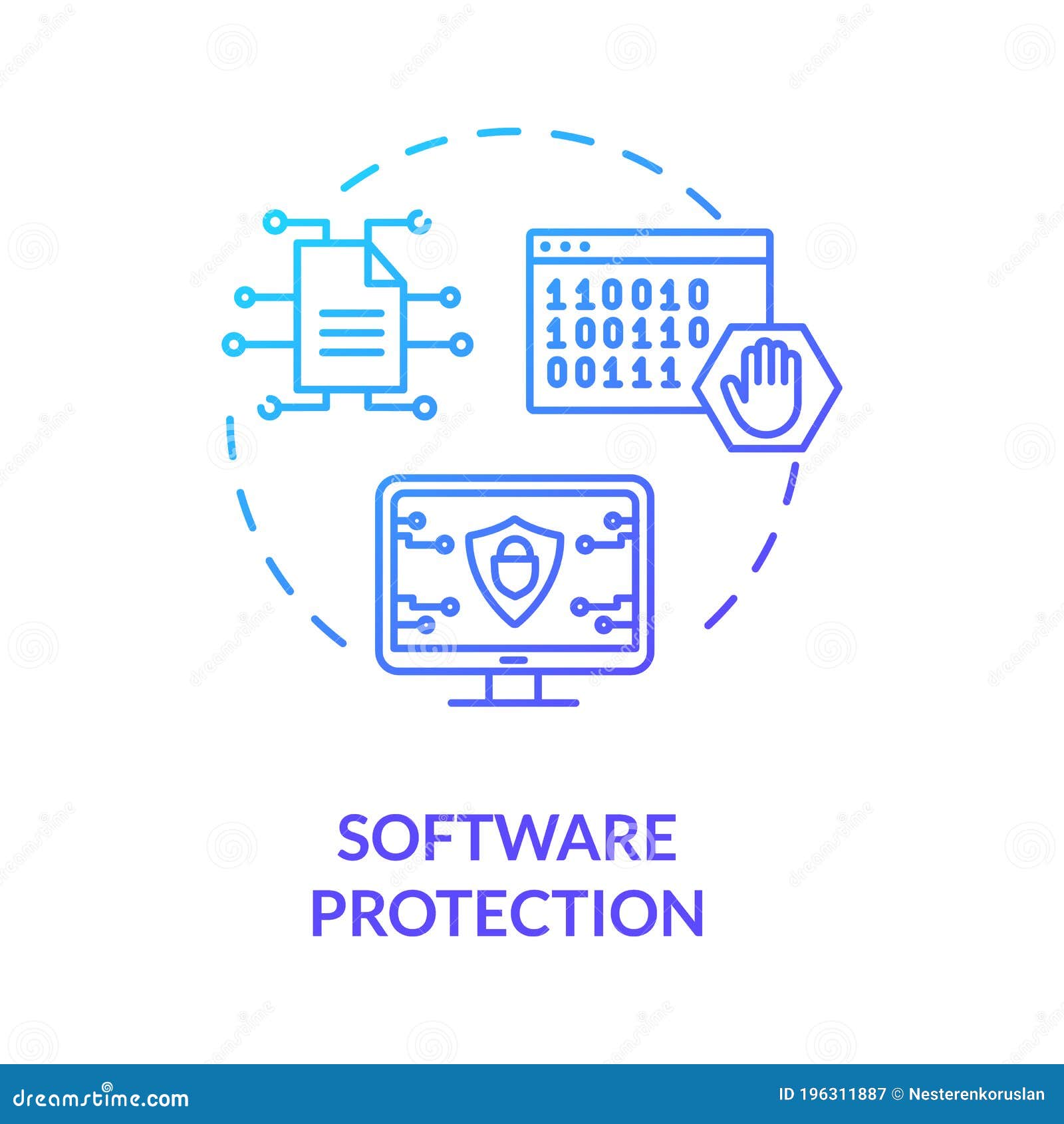 Software Protection Concept Icon Stock Vector - Illustration of icon ...