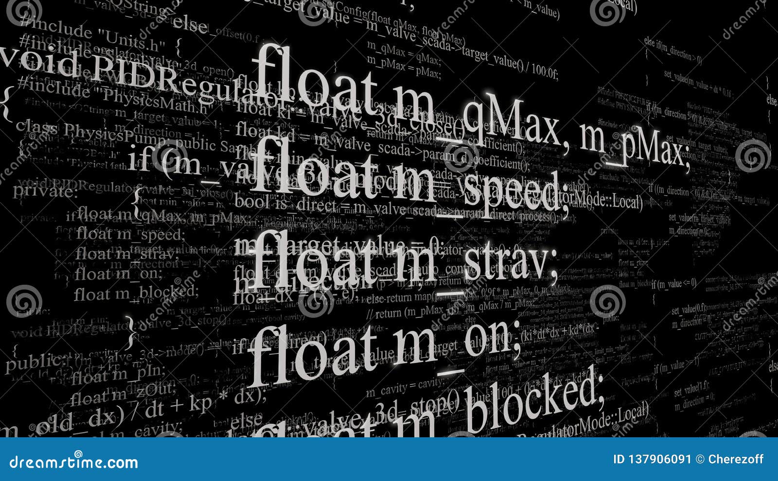 Software Source Code Layers Of Program Code On Black Background Stock Image Image Of