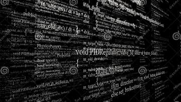 Software Source Code. Layers of Program Code on Black Background Stock ...
