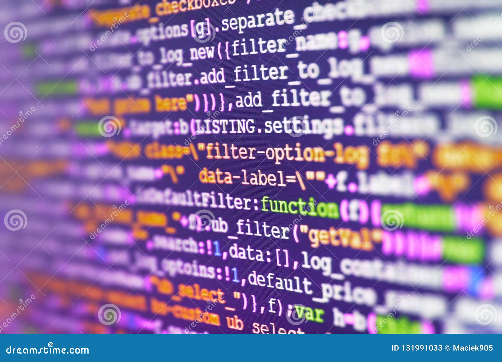 Software Source Code Monitor Closeup Of Function Source Code Abstract Screen Of Software Stock